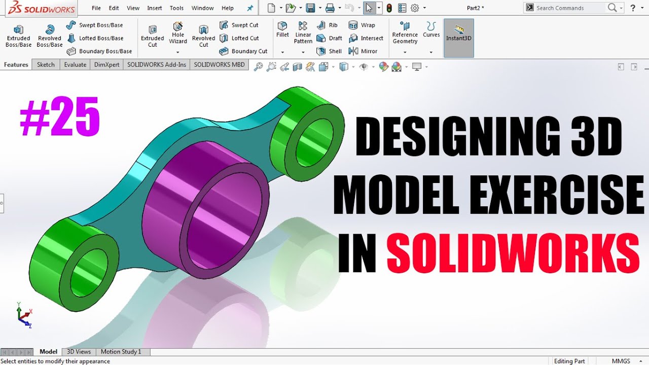 solidworks Tutorial: Designing 3D model exercise (25)