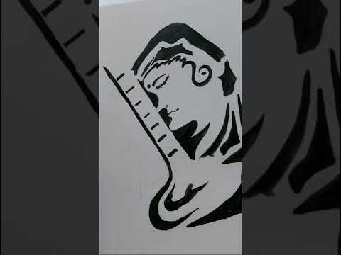 #shorts easy girl with veena painting black and white | acrylic