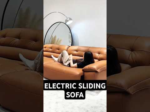 Multifunctional electric folding sofa bed, Genuine Leather, Reclining Function #sofa #sofabed #fyp