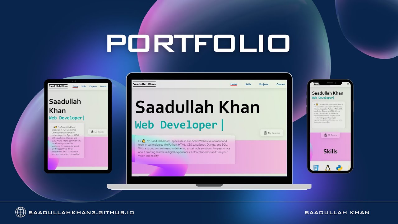 Saadullah Khan | Portfolio v.1.0 🚀 | Open Source | Glassmorphism