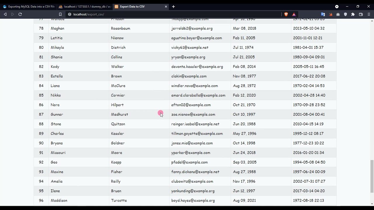 Exporting MySQL Data into a CSV File in PHP Tutorial DEMO