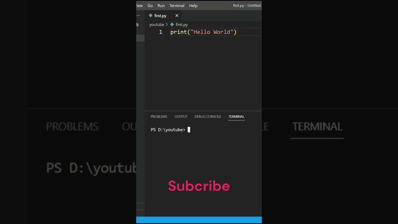 Python First Program HELLO WORLD #shorts #shortsvideo #python