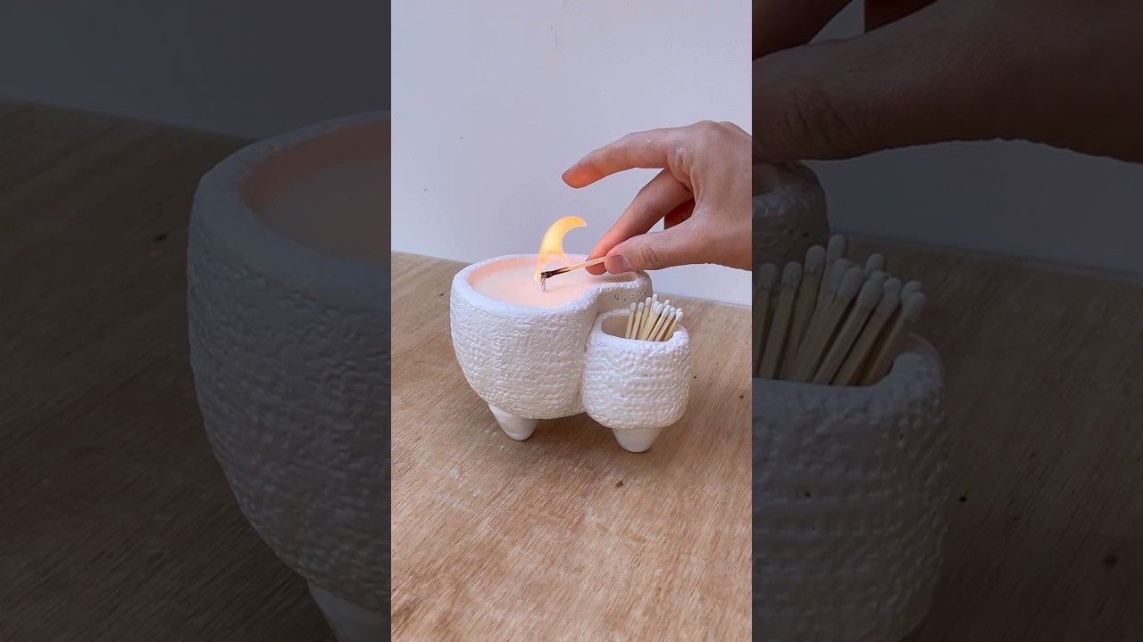 How to make a candle & matchstick pot #howto #pottery #diy #craft #airdryclay 💕🙌🥹