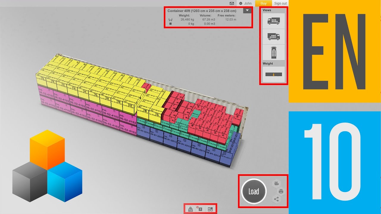 Settings options when optimising a load plan