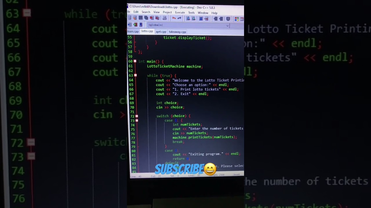 lotto IDE dev c++ #coding #cplusplus #ccompiler #cpp #devcpp #learncpp #cprogramming