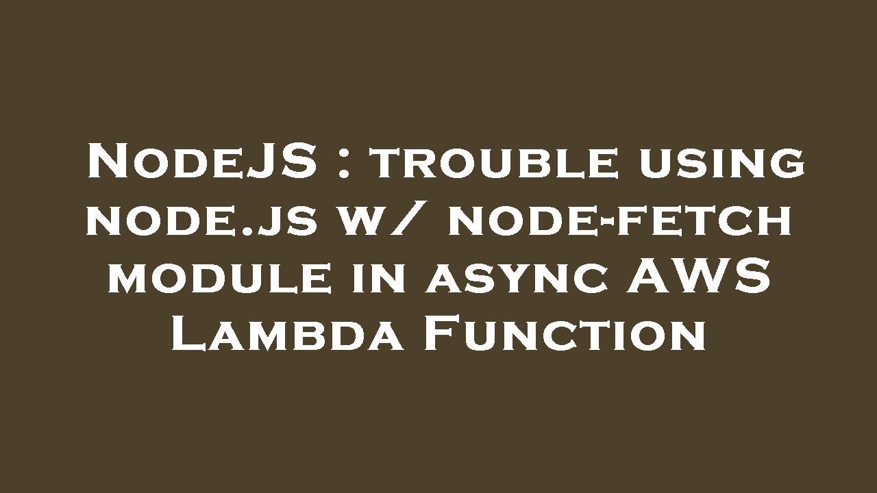 NodeJS : trouble using node.js w/ node-fetch module in async AWS Lambda Function