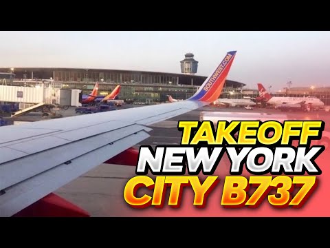 Early Morning Sunrise Takeoff From LaGuardia Airport (LGA)- Southwest Airlines (HD) (60FPS)