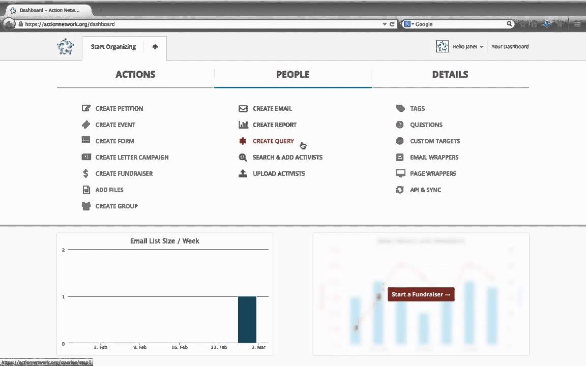 Start Organizing Menu - Action Network