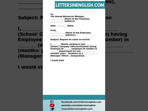 Request Letter for Correction of Name in Office Records