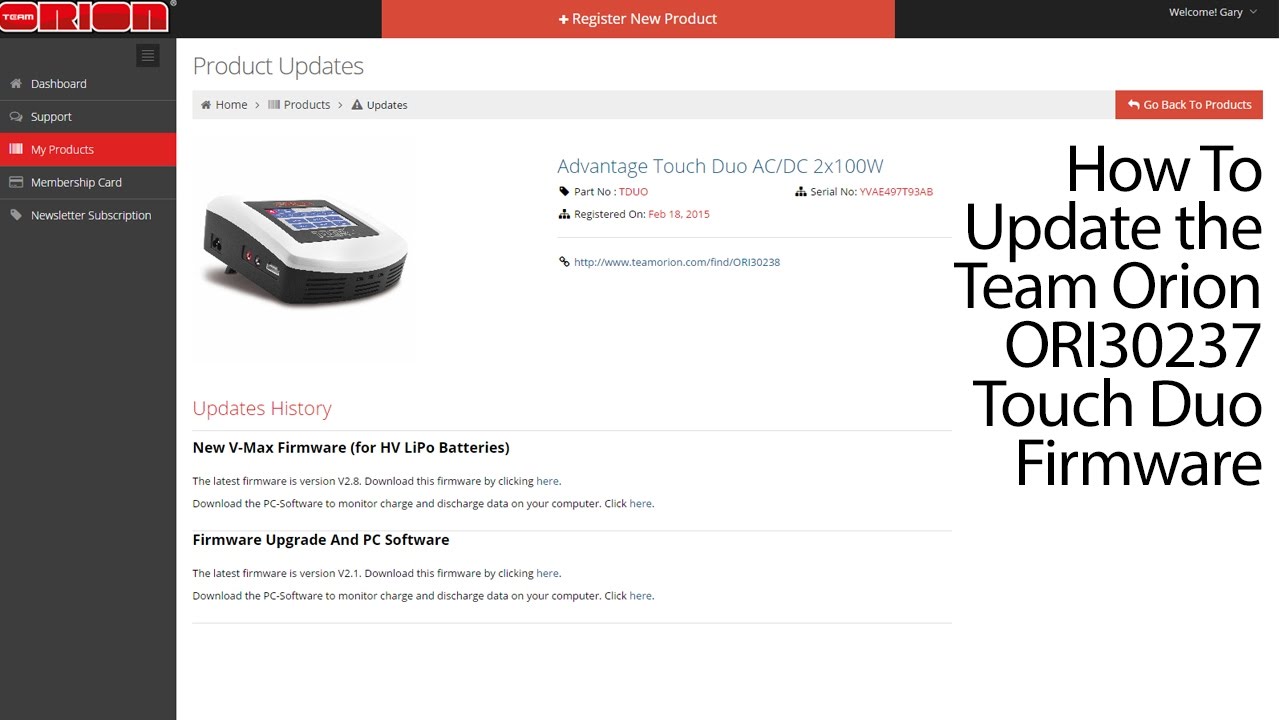 Orion Touch Duo HV Software Upgrade Tutorial