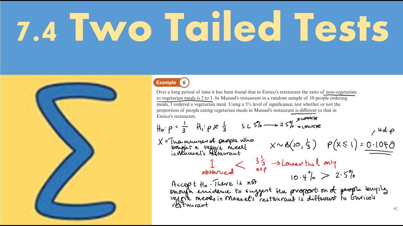 7.4 Two Tailed Tests (STATISTICS AND MECHANICS 1- Chapter 7: Hypothesis testing)