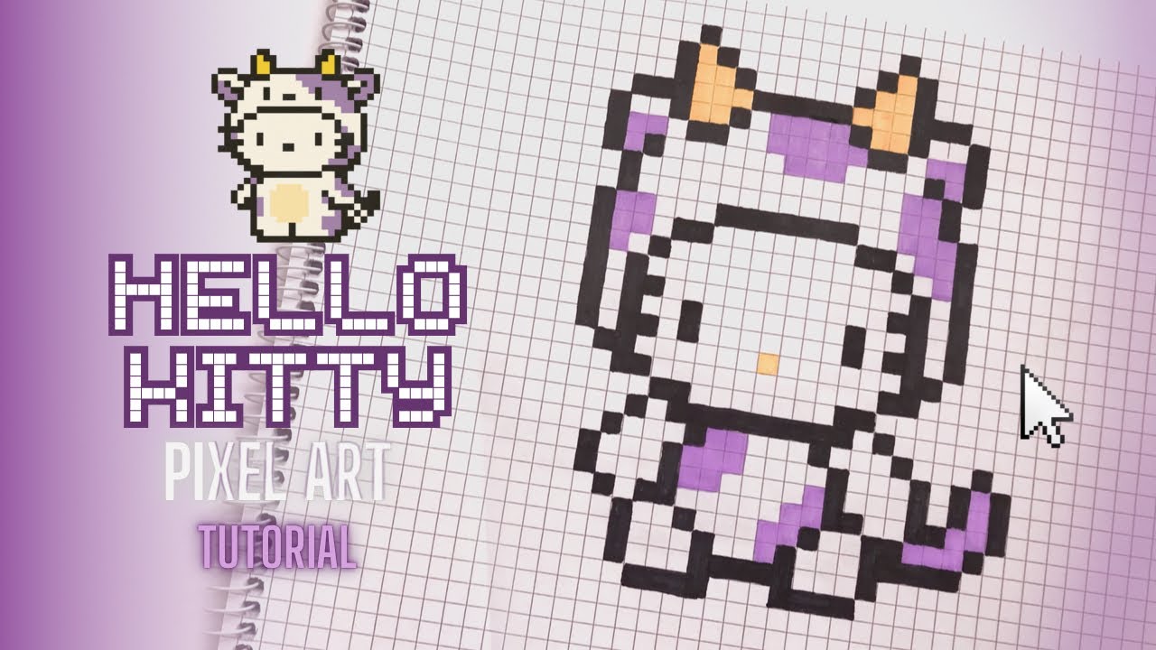 Pixel Art Tutorial: Drawing HELLO KITTY COW Step by Step