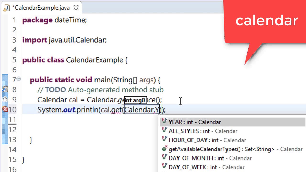 76. calendar class in java