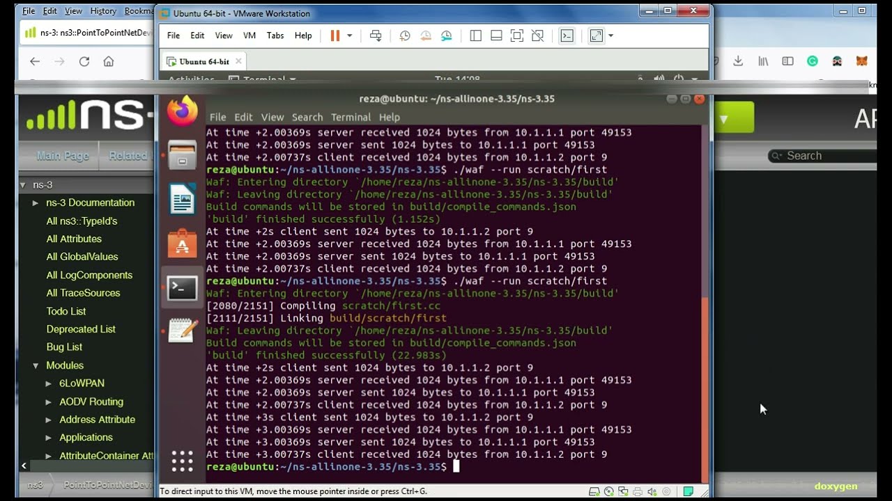 4. The First Code in NS3- Examples/Tutorial/first.cc-A simple topology in Networks Simulator 3 (NS3)