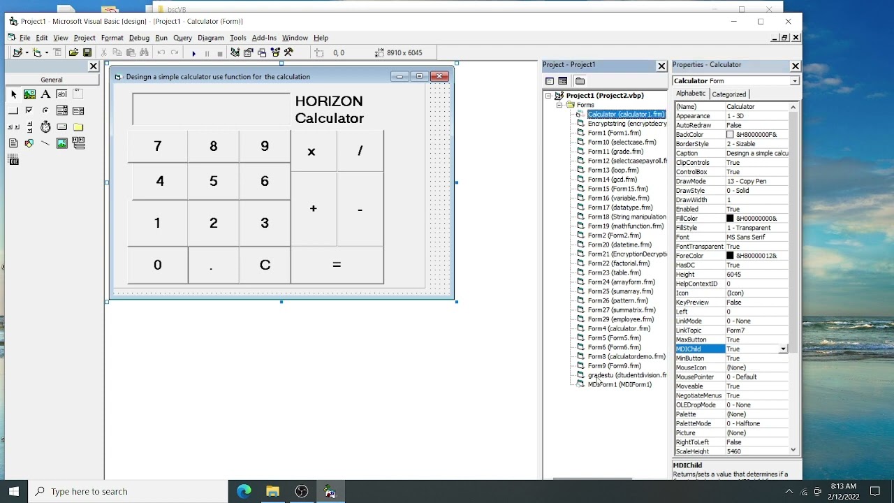 multiple document interface (MDI) in visual basic and menu editor