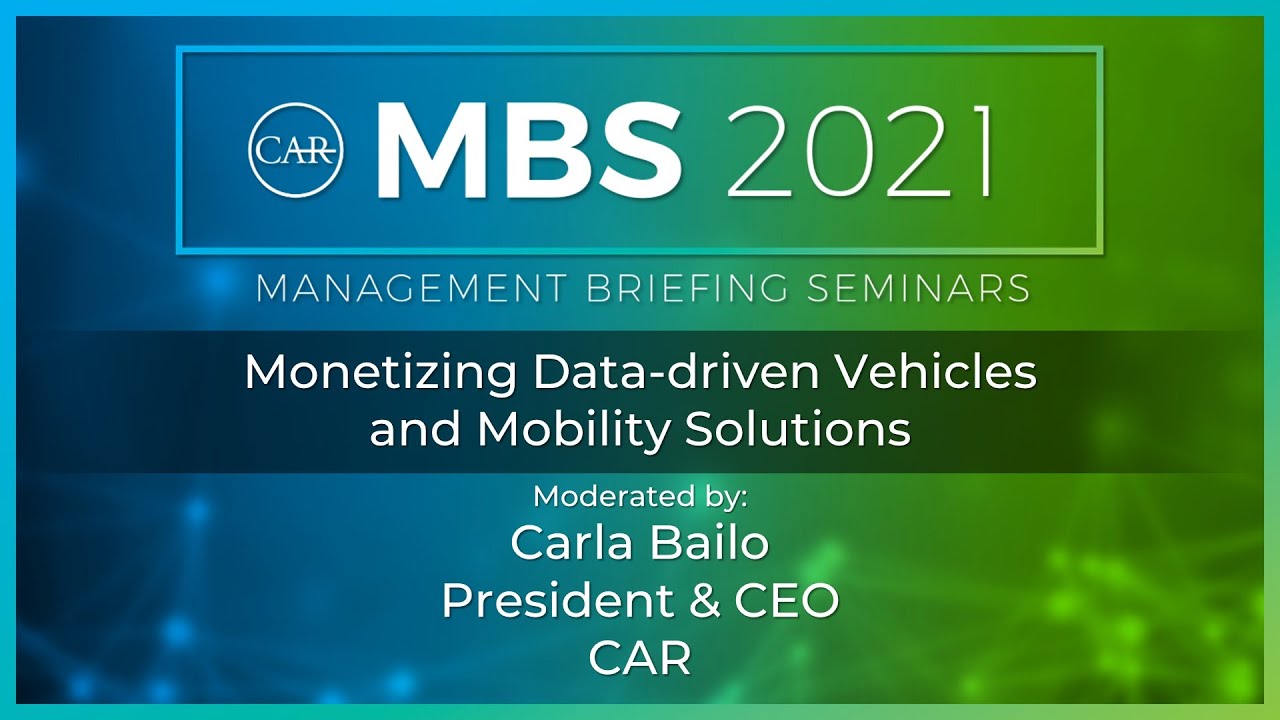 CAR MBS 2021 Day Two: Monetizing Data-driven Vehicles and Mobility Solutions