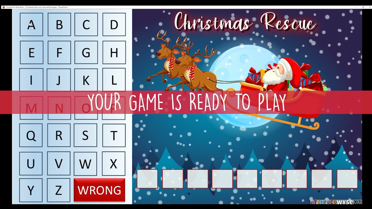 Christmas Rescue - Kid Friendly Digital Hangman Game for PowerPoint Tutorial