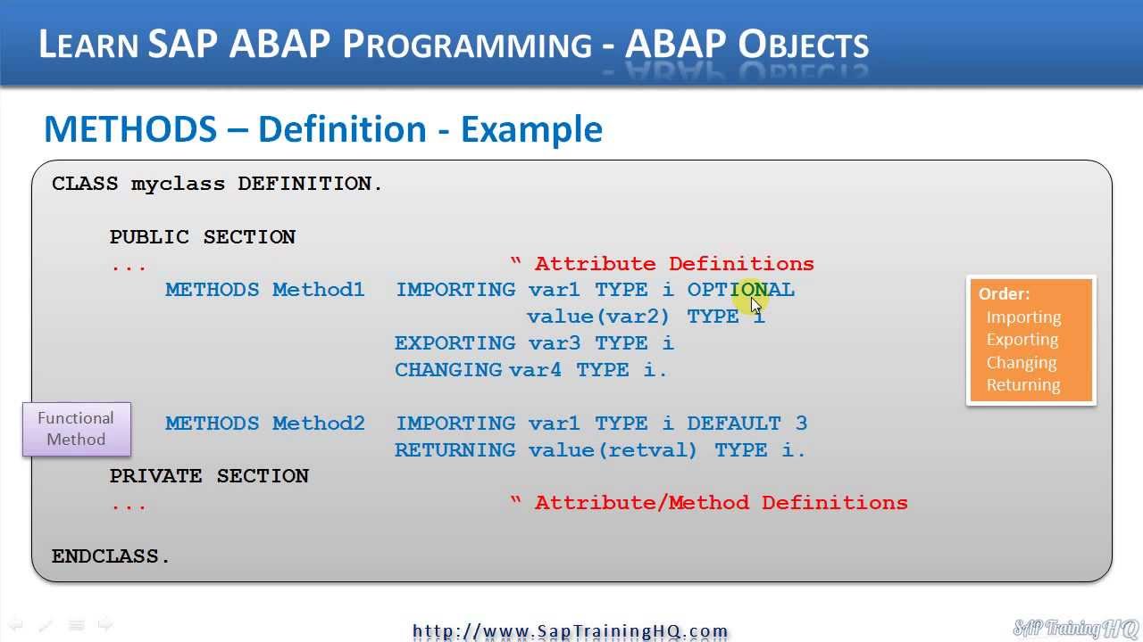 ABAP Objects - How To Declare Methods In ABAP Objects Class Definitions