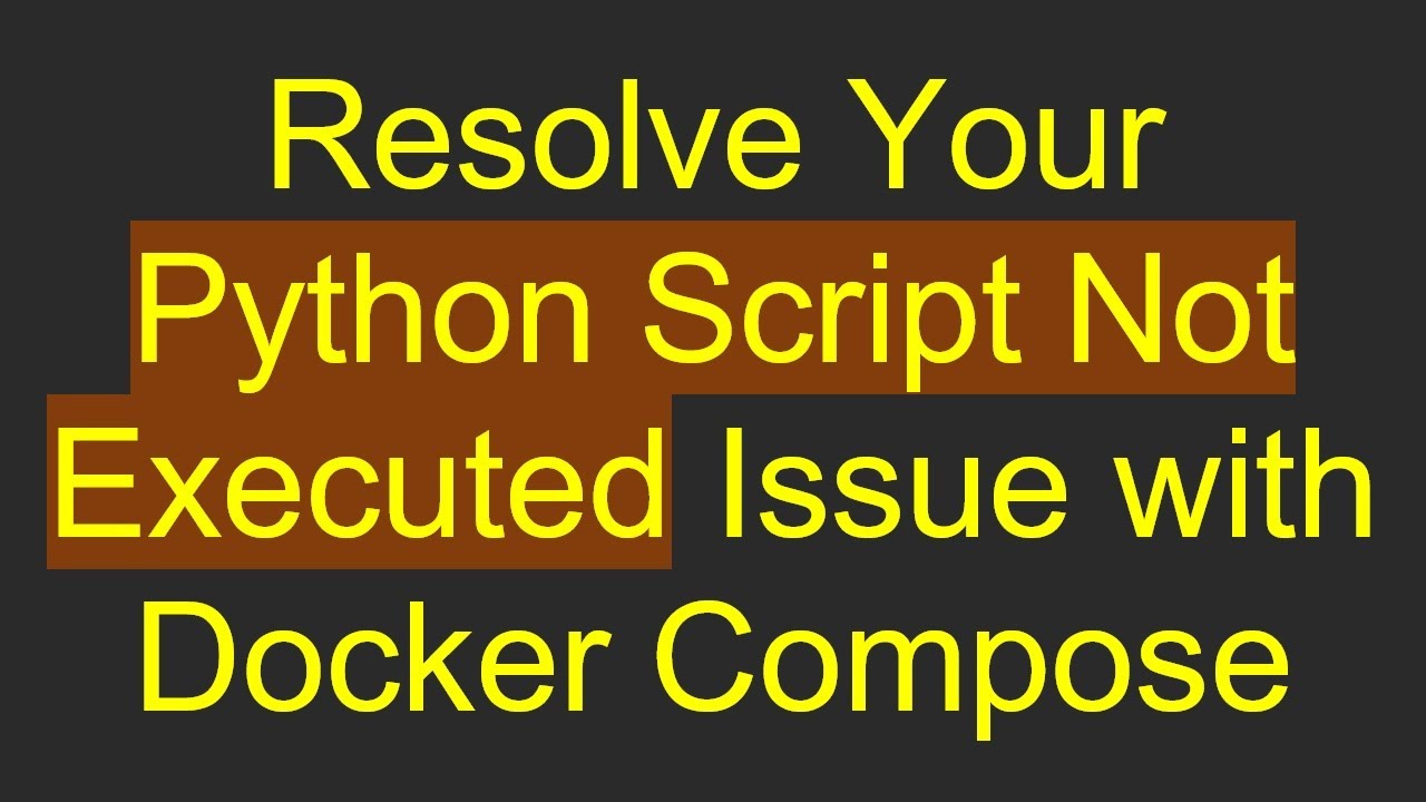 Resolve Your Python Script Not Executed Issue with Docker Compose