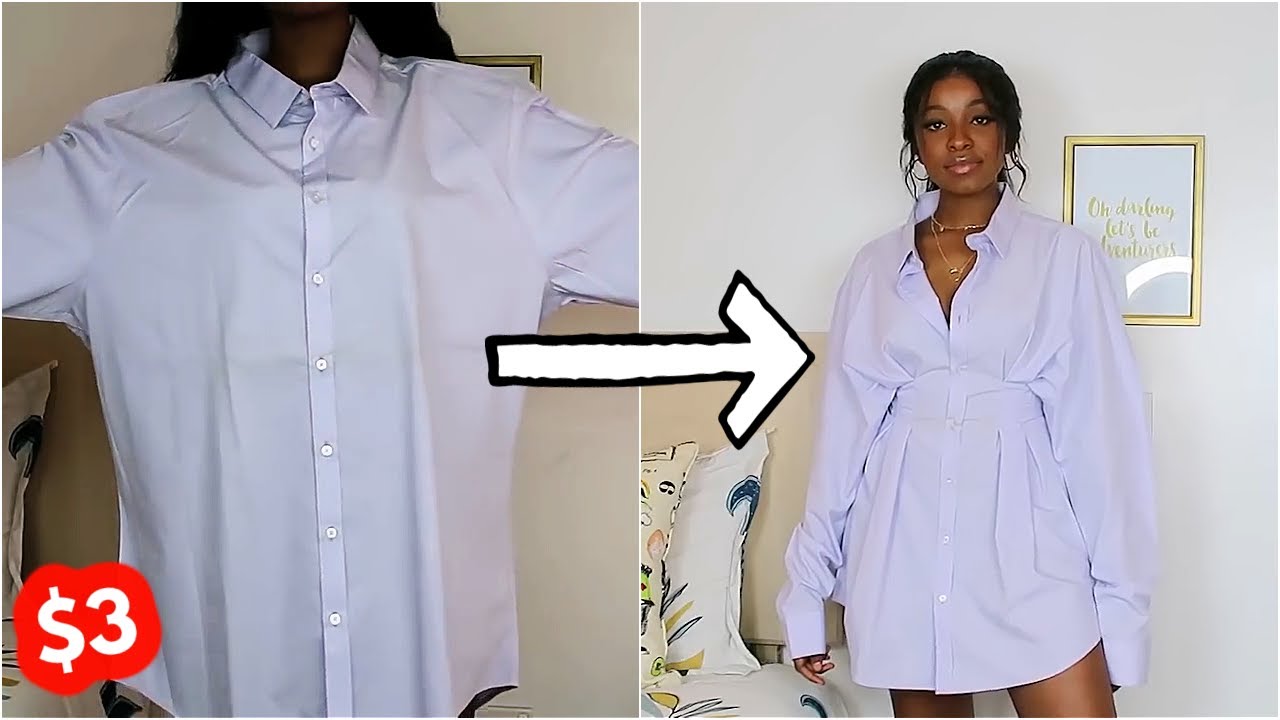DIY Pleated Waist Dress From a Thrifted Men’s Shirt!