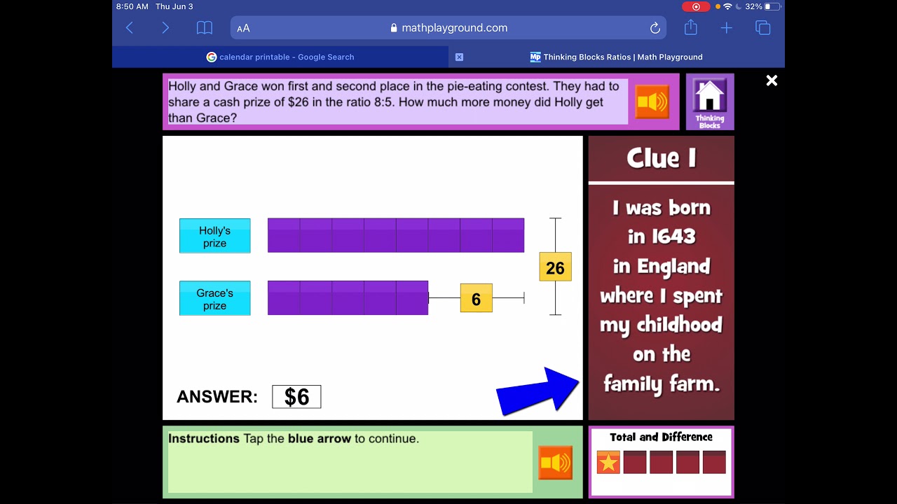 Total and Difference - Thinking Blocks Ratios