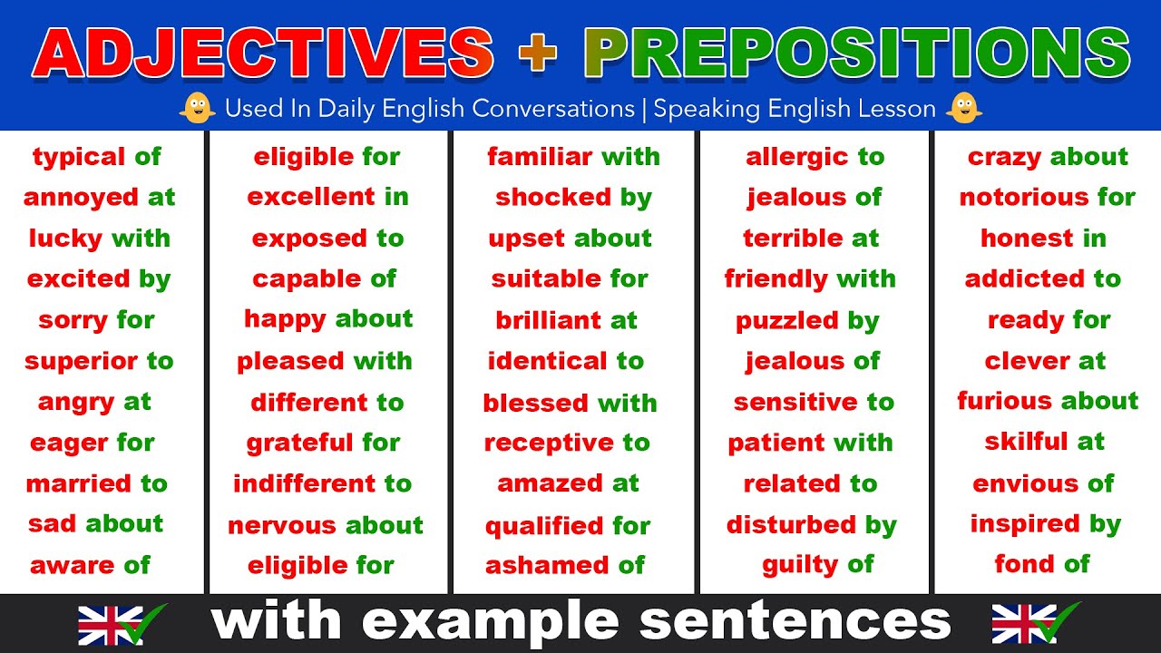 100 Everyday English ADJECTIVES + PREPOSITIONS Used In Daily English Conversations | Speaking Class
