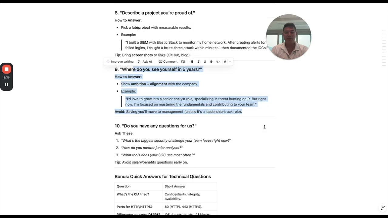 Interview Cheat Sheet for Cybersecurity Beginners