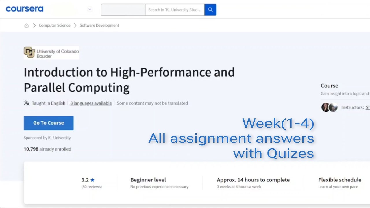 Introduction to High Performance and Parallel Computing || Week 1-4 Assignments and Quizzes ||