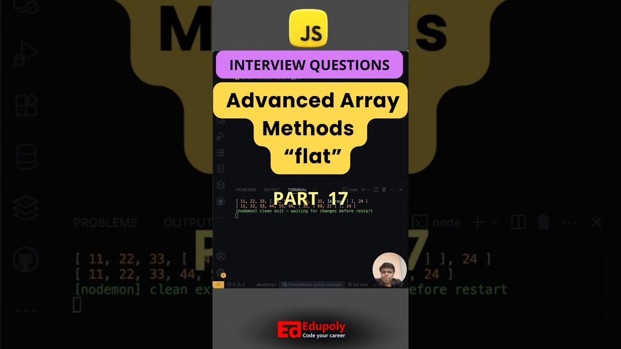 JavaScript Interview Questions Advanced Array Methods - flat || #javascript #coding #frontendmaster