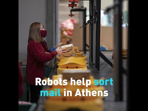 Robots help sort mail in Athens