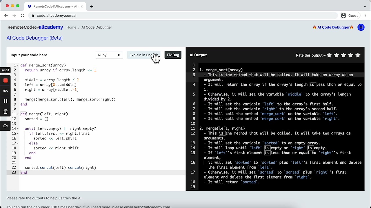 AI Code Debugger by Altcademy