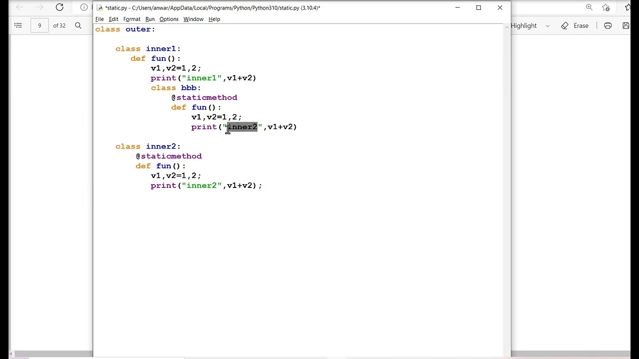 python nested classes static and class methods 02