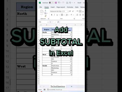 Add SUBTOTAL in EXCEL #excelfansonly #excelformula #theexcelexperience