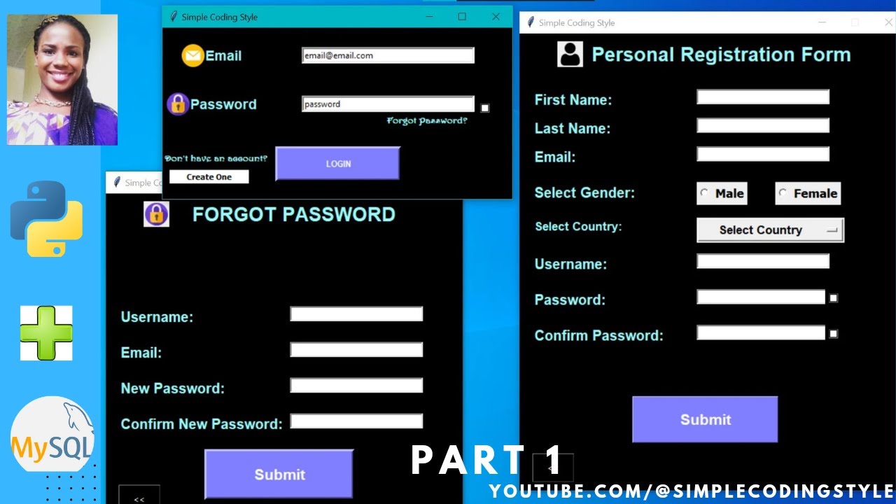 Python with MYSQL: Registration Page in Python using Tkinter and MYSQL Database||PART 1