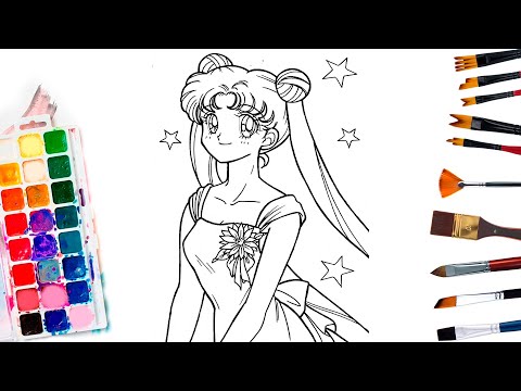Sailor Moon Coloring And Drawing | Cute Anime Girl Coloring Page