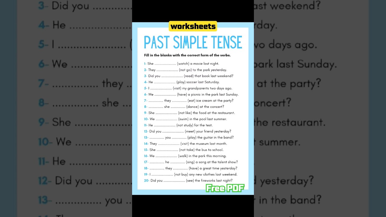 Past tense worksheets| worksheet of past tense #worksheets #english