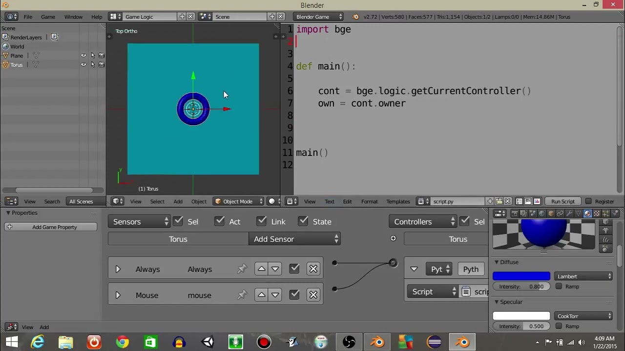 UPBGE - Setting Object to Mouse Position Python