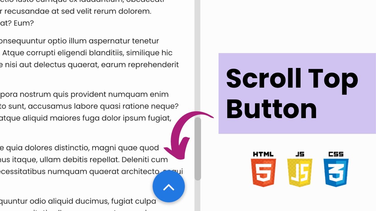 Dynamic Smooth Scroll Top Button using HTML, CSS & JavaScript