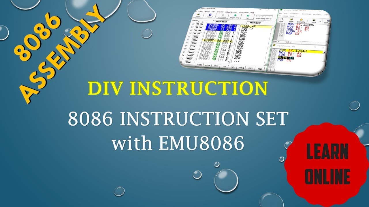 DIV Instruction in 8086 microprocessor assembly language with EMU8086 example