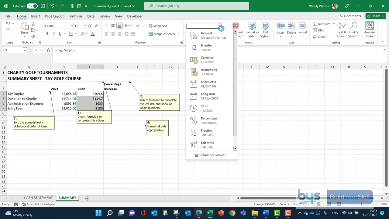 2022 N5 Admin & IT Exam | Spreadsheet Task 1.b