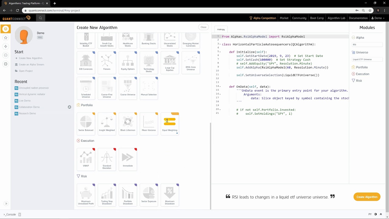 How to Use the Algorithm Framework Wizard