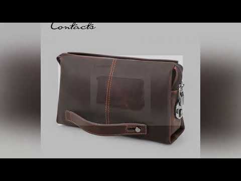 CONTACT'S Genuine Leather Clutch Bags for Men Code Design Large Capacity Card Holders Phone Pocket M