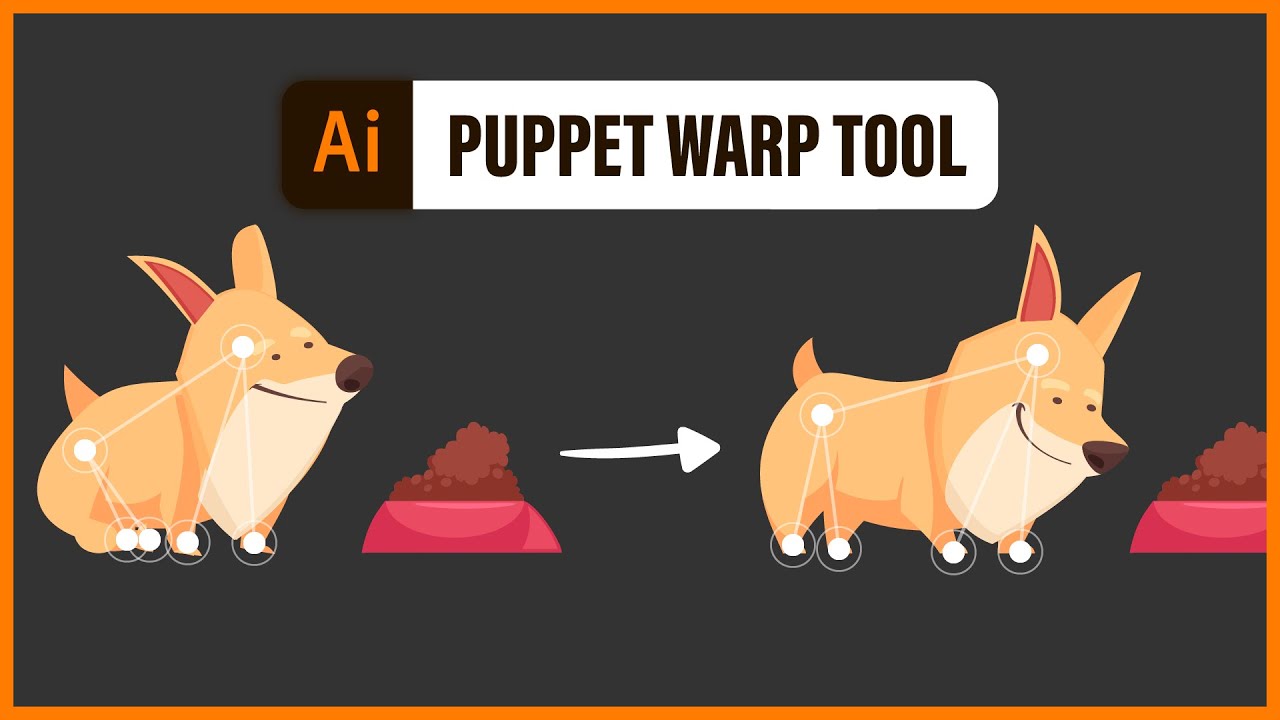 PUPPET WARP TOOL - change poses with adding pins/bones in Adobe Illustrator (1 min tutorial)