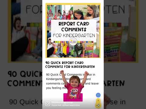 Report Card Comments for Kindergarten