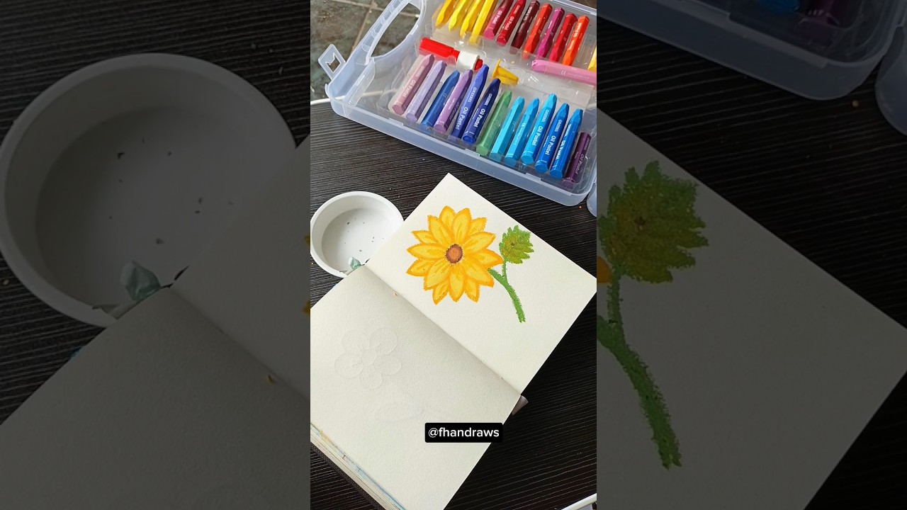 GAMBAR BUNGA MATAHARI MUDAH #drawing #easydrawing #gambar #oilpastel