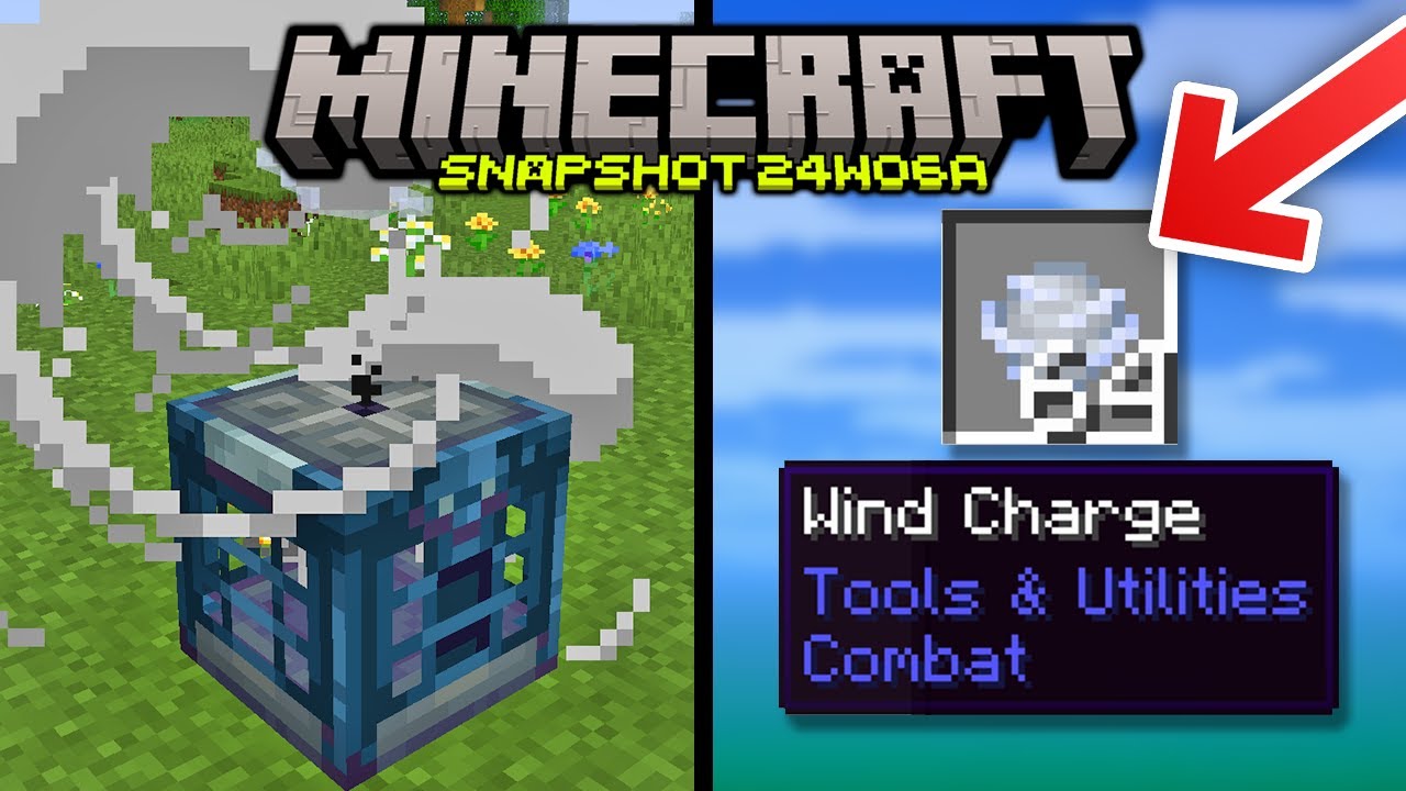 NEW WIND CHARGE WEAPON ADDED - Minecraft Snapshot 24w06a [Review]