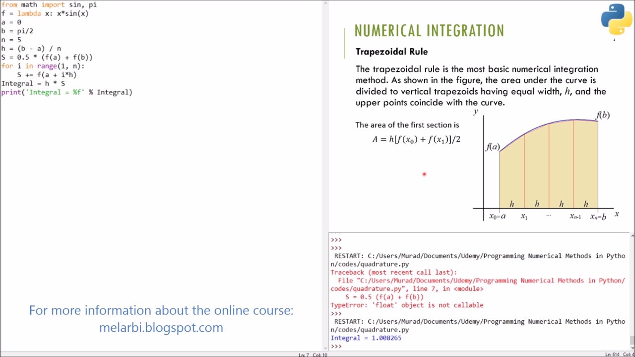 Numerical Methods in Python | Numerical Integration | Trapezoidal Rule