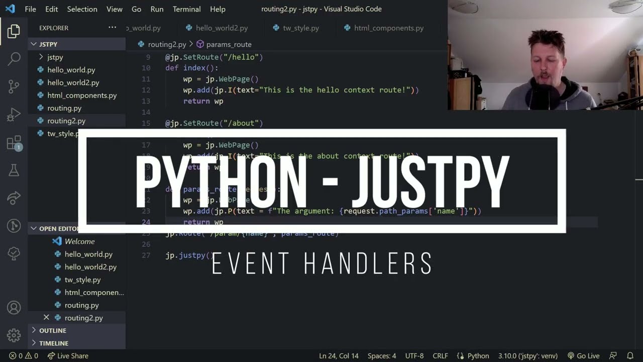 Python - JustPy - Event handlers