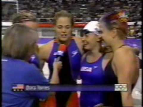 Women's 400 Medley Relay - 2000 Sydney Olympics - USA WR Post-Race Interview