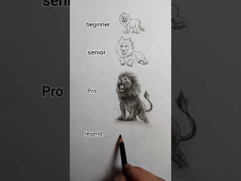 Lion drawing in different levels๐ฅ๐ฆ #dreamofpaintingwithme #art #drawing #painting #shorts
